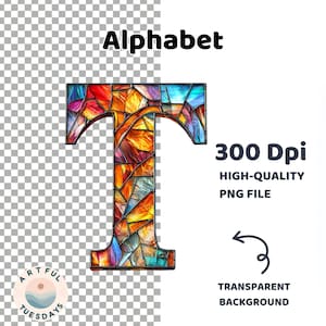 Colorful Stained Glass Alphabet A-Z & Numbers 1-9 Clip Art, Mosaic Font ...