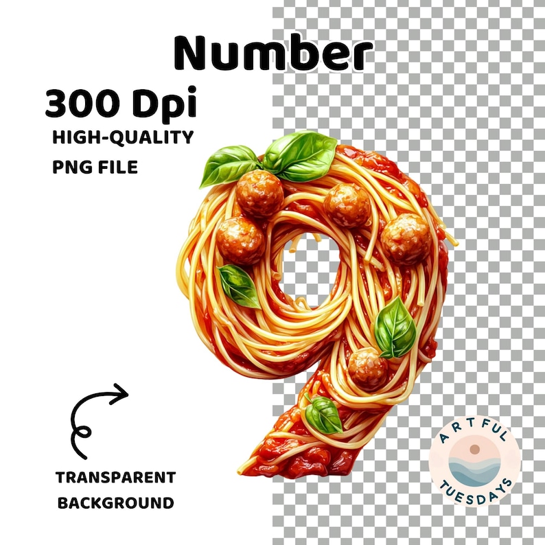 Spaghetti Meatball Alphabet Clipart: A-Z, 1-9 PNG (digital Download) - Etsy