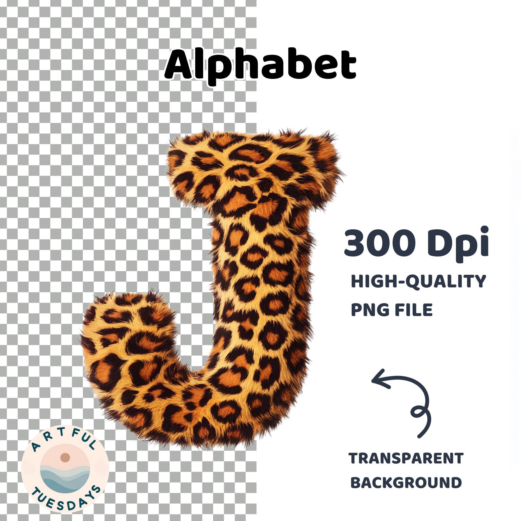 Leopard Fur Alphabet Clipart: Cheetah Print Letters, Numbers (PNG ...