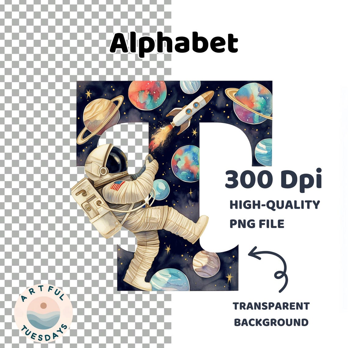 Space Alphabet Clipart: Astronaut, Planets, Stars (digital Download) - Etsy