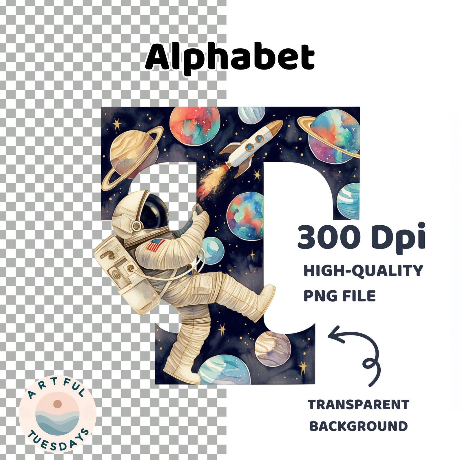 Space Alphabet Clipart: Astronaut, Planets, Stars (digital Download) - Etsy
