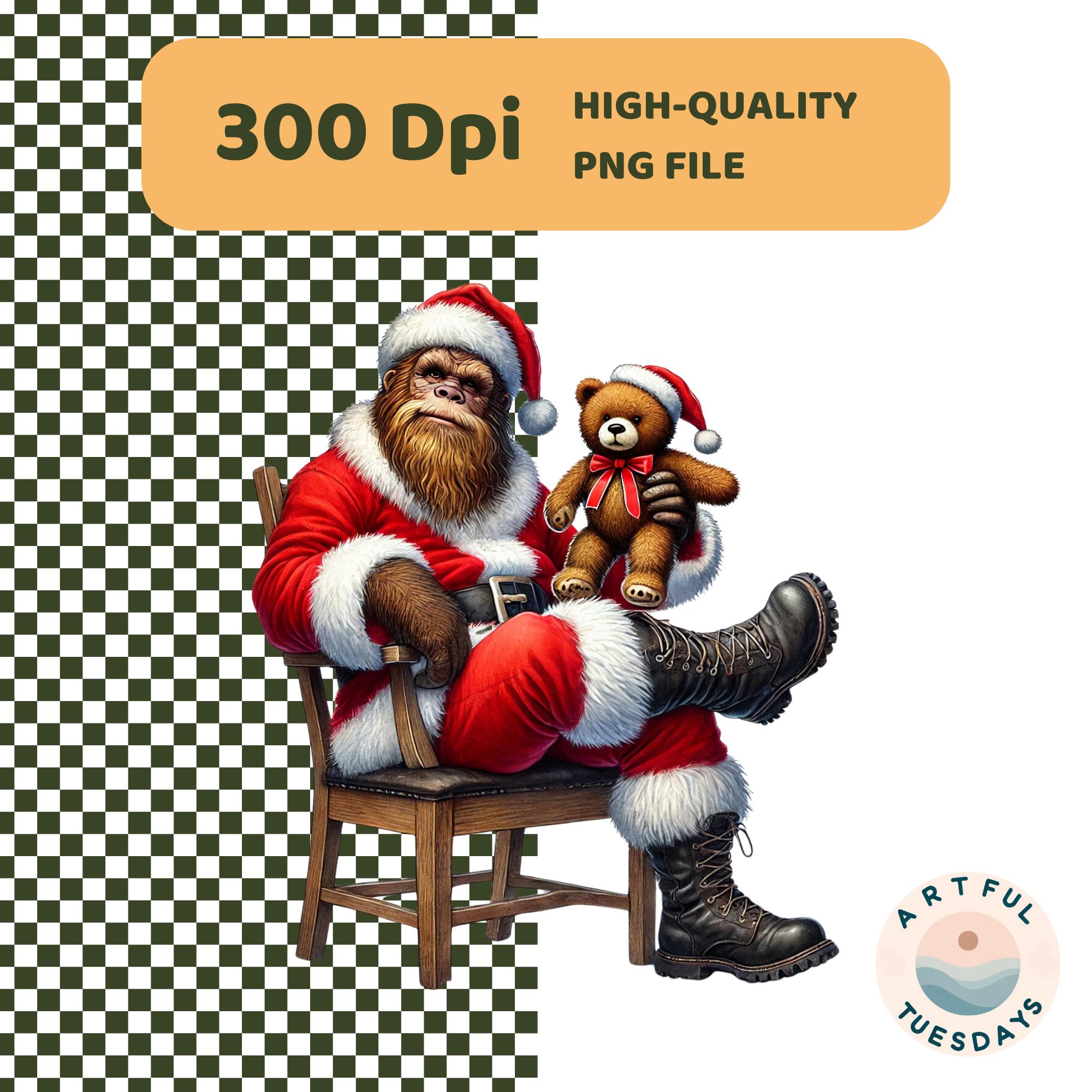 Santa Bigfoot PNG Christmas Sasquatch Clipart Bigfoot Sublimation 300 ...