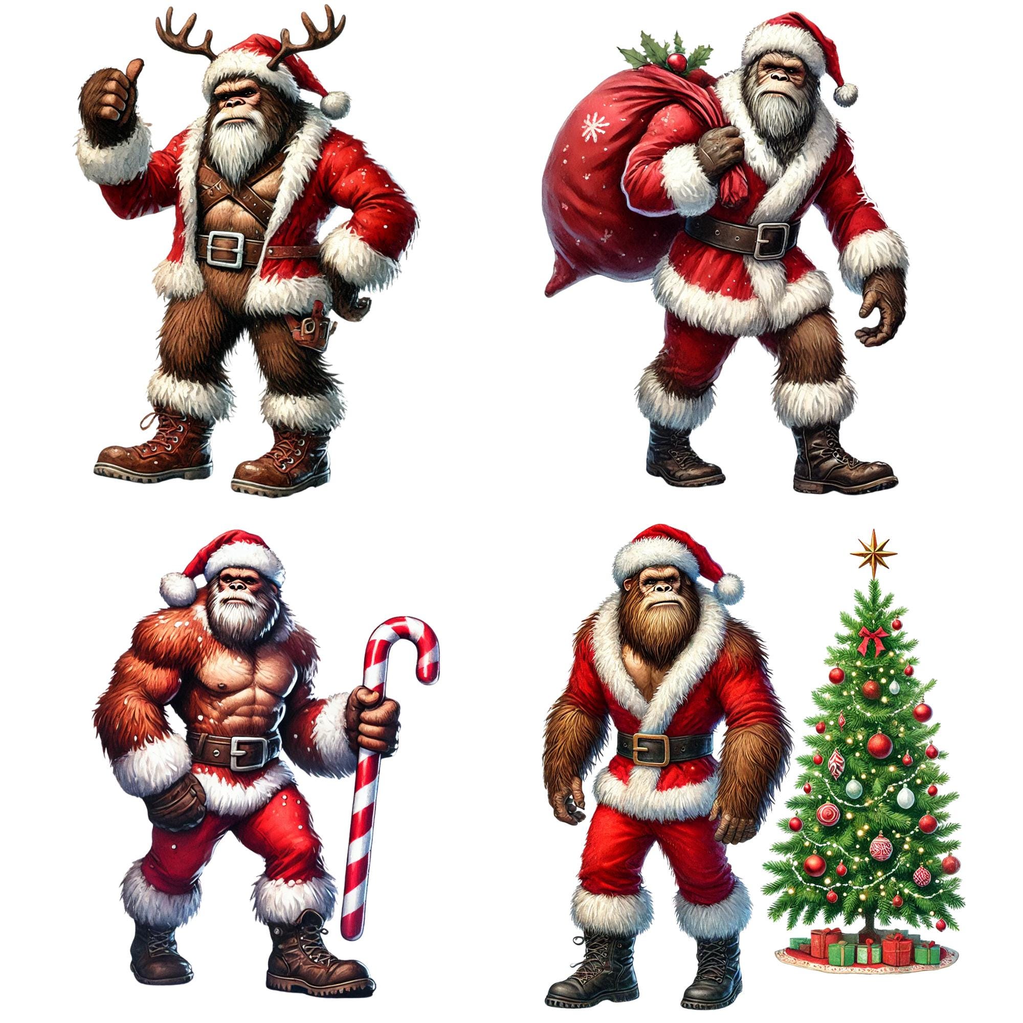 Santa Bigfoot PNG: Christmas Sasquatch Clipart (digital Download) - Etsy