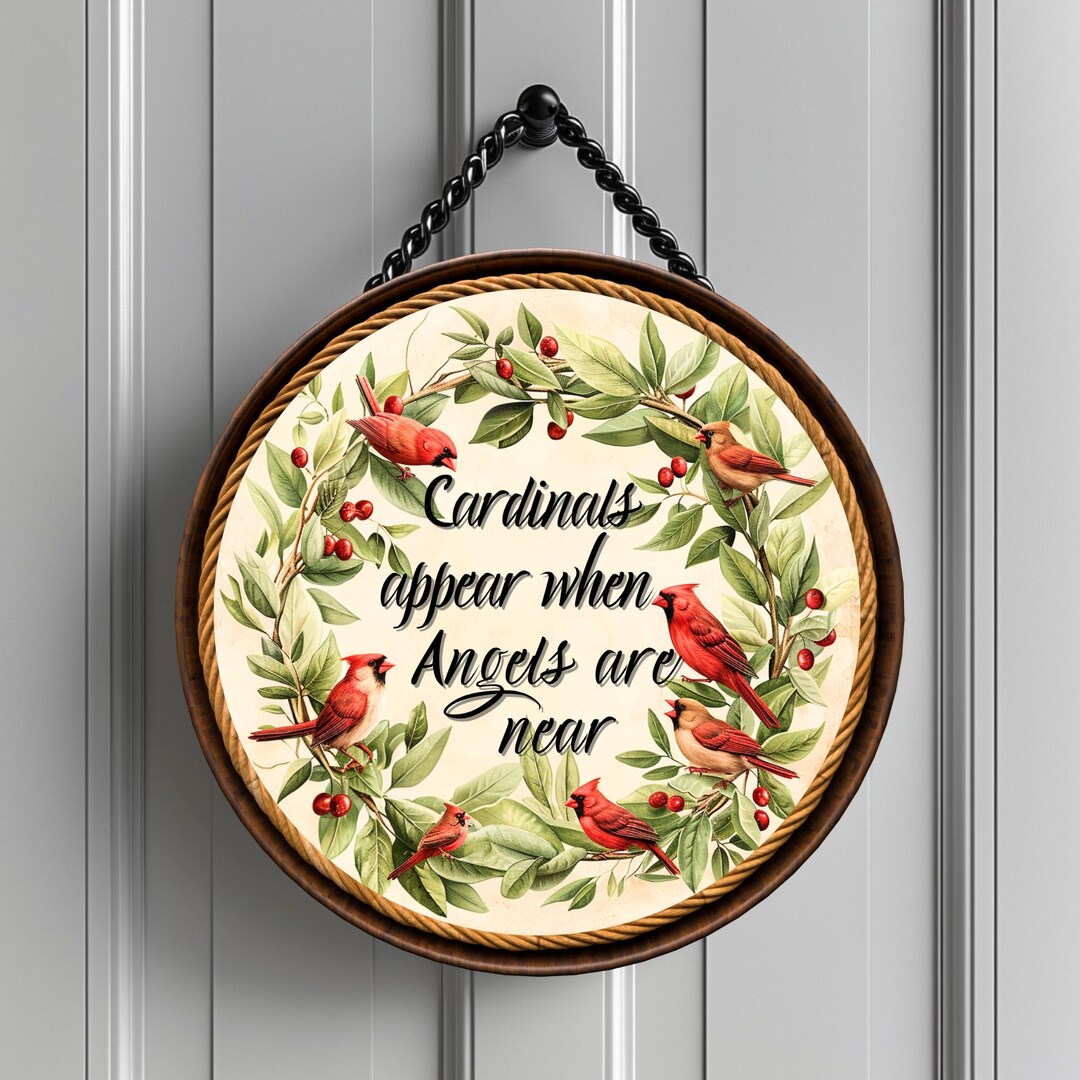 Cardinals Door Hanger - Printable, Red Cardinal, 'angels Are Near ...