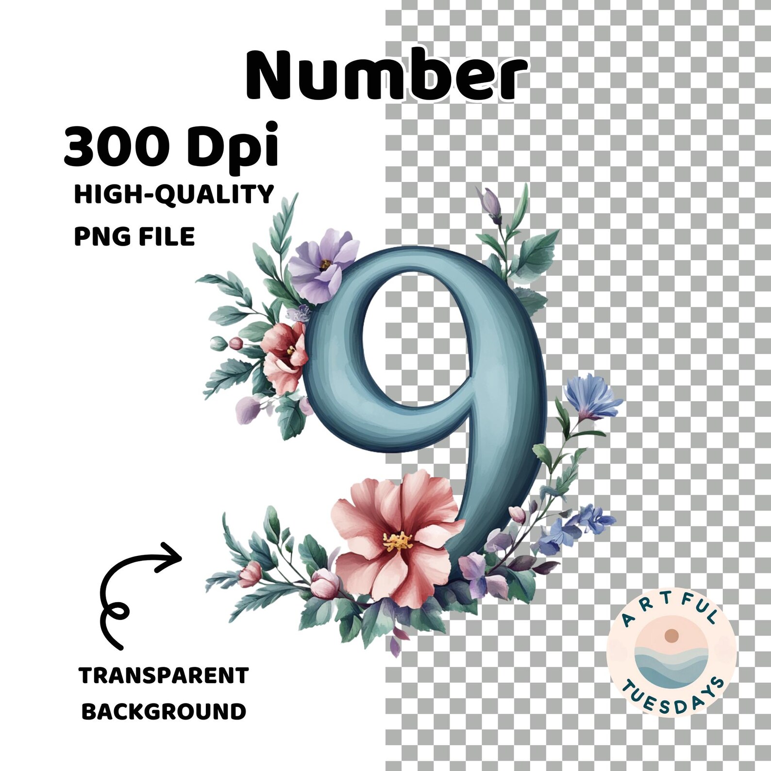 Floral Alphabet Clip Art: Elegant Flower Letters & Numbers (PNG Digital ...