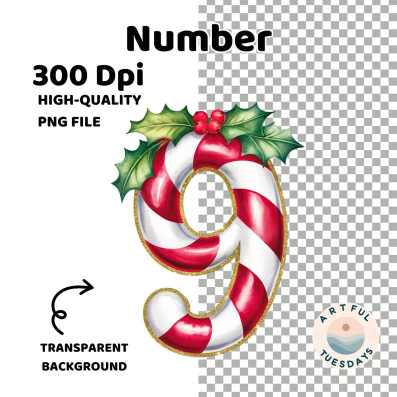 Candy Cane Christmas Alphabet Clip Art: Watercolor Holiday Letters ...