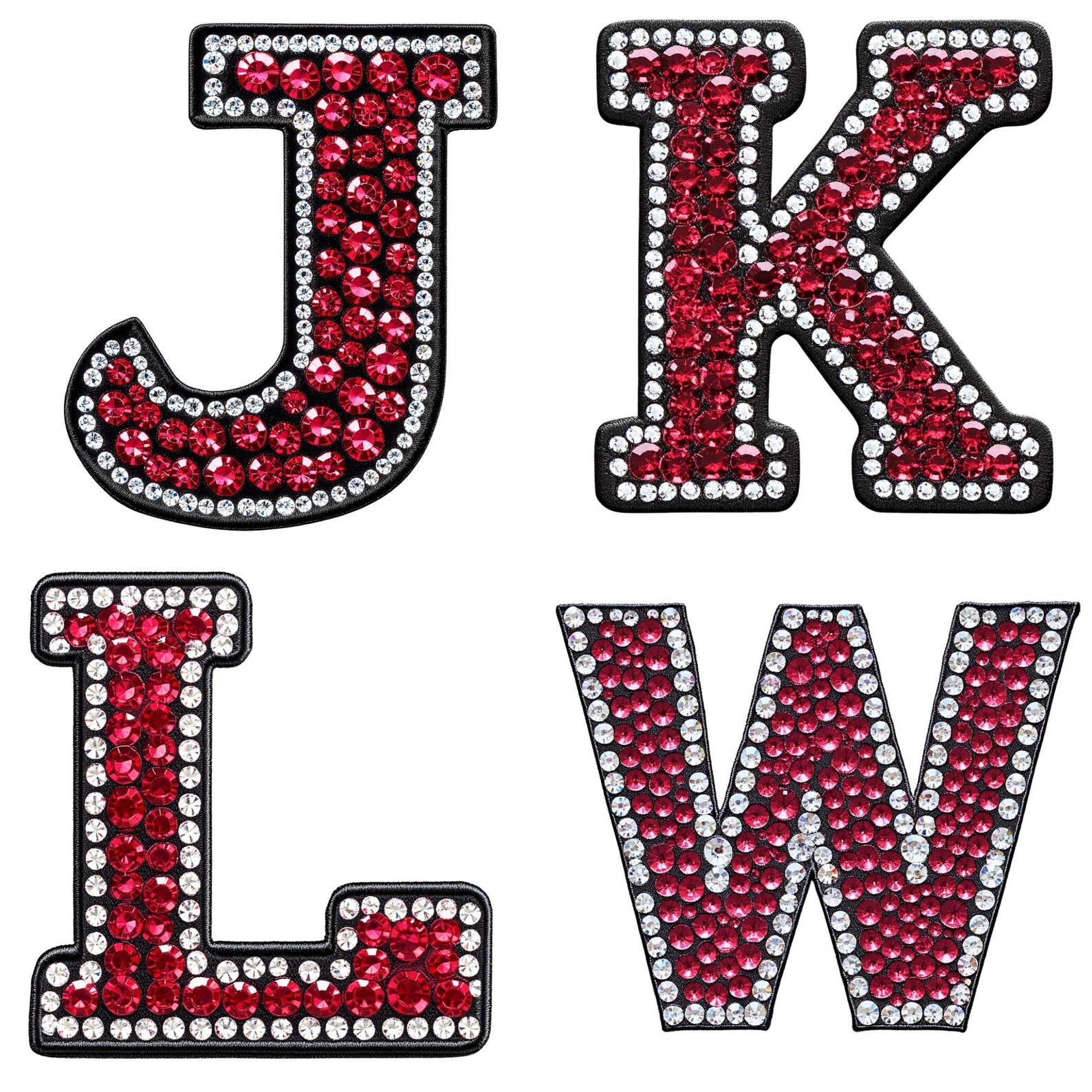 Rhinestone Alphabet Clip Art: Red & White Embroidered Letters (digital ...