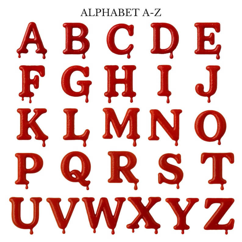 Ketchup Alphabet Clipart: Dripping Tomato Sauce Font (digital Download ...