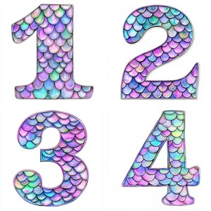 Mermaid Alphabet Clip Art: Scales Letters & Numbers (digital Download ...