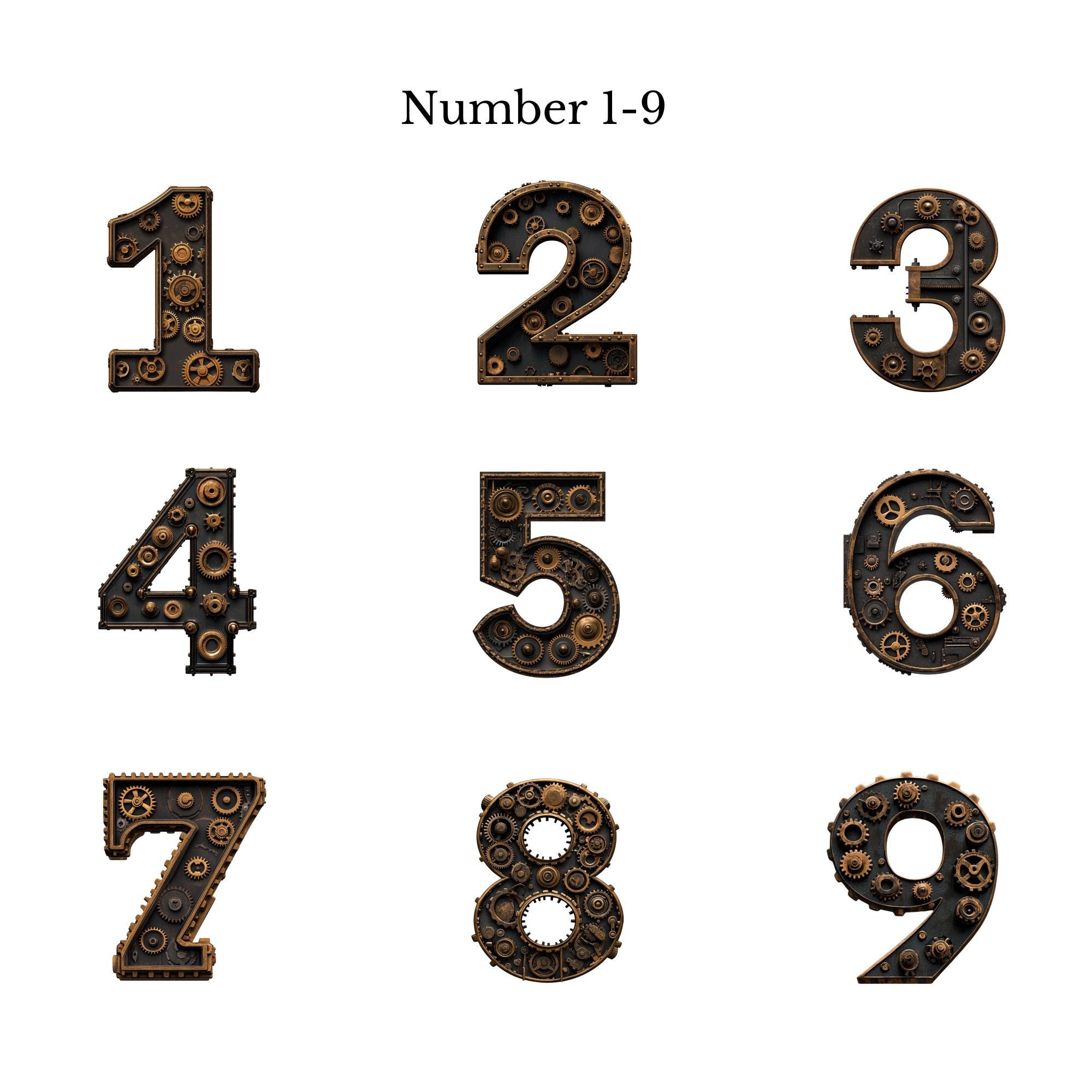 Steampunk Alphabet & Numbers Clip Art A-Z, 0-9 | 300 DPI PNG ...