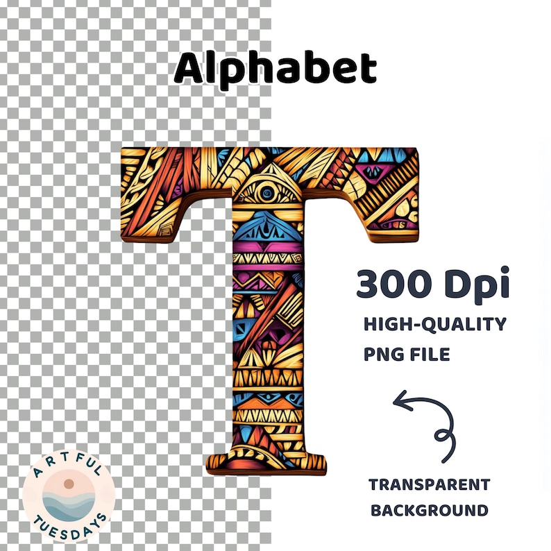 Tribal Alphabet Clipart: Boho Native American Letters & Numbers (PNG ...