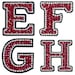 Rhinestone Alphabet Clip Art: Red & White Embroidered Letters (digital ...