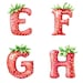 Strawberry Alphabet Clip Art: Fruit Letters, Numbers (PNG Digital ...