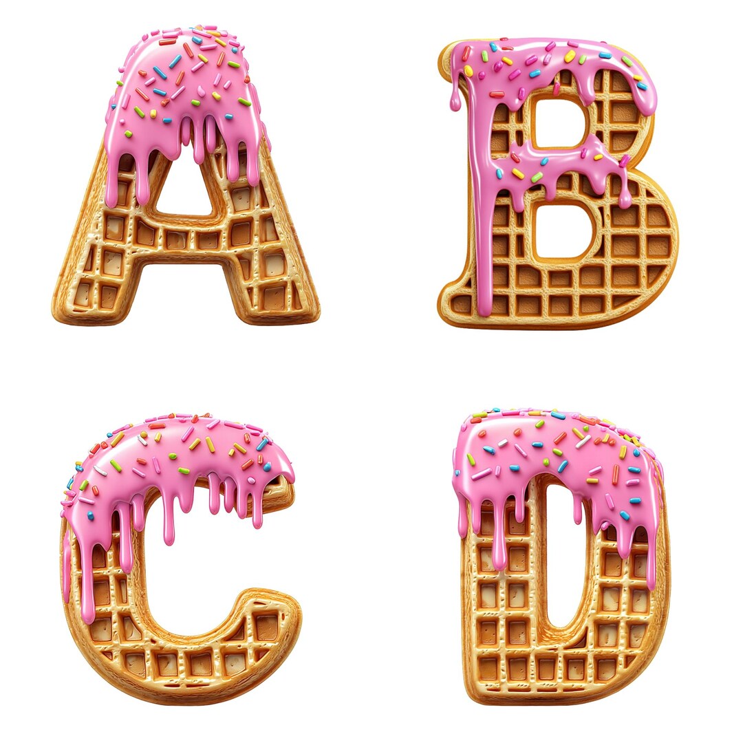 Pink Drippy Waffle Alphabet PNG: Drip Letters & Numbers Clipart ...