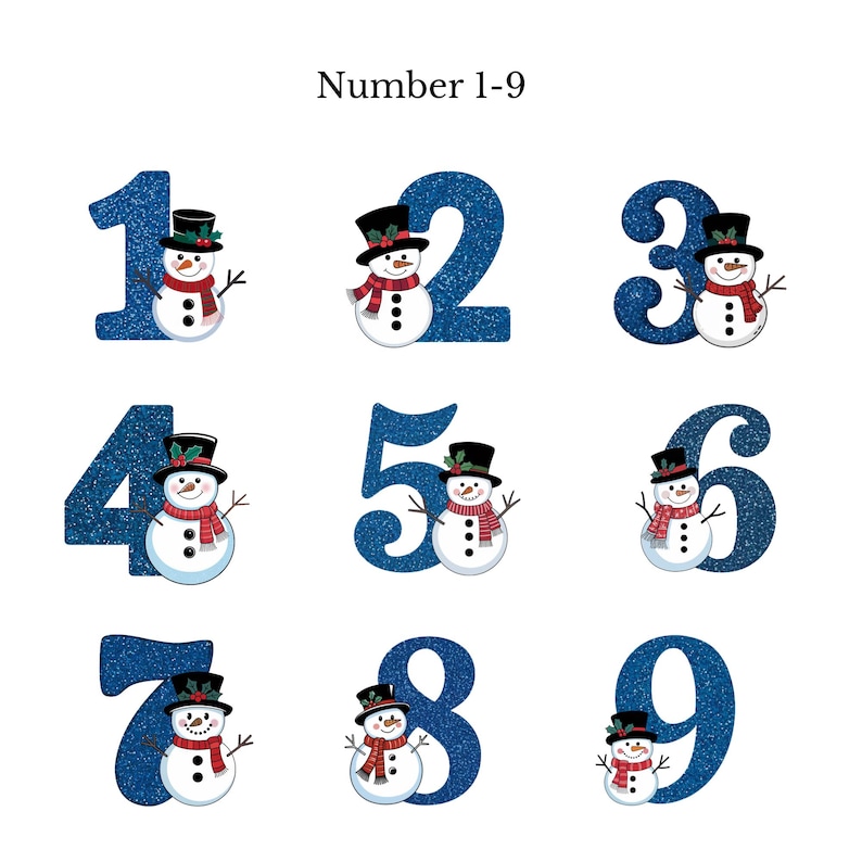 Blue Glitter Alphabet Clipart A-Z , 0-9 | Snowman Design | Christmas ...