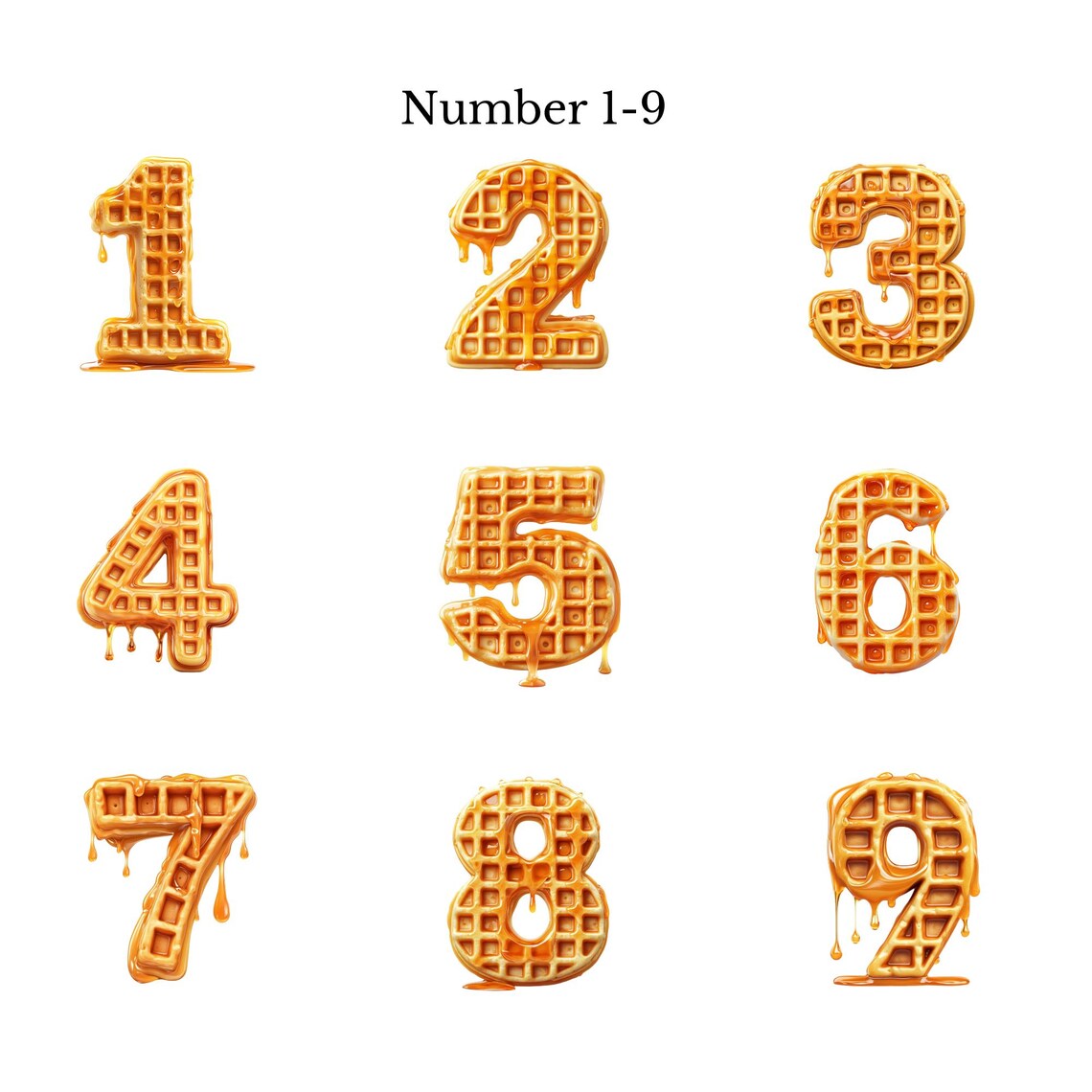 Waffle Alphabet Clipart: Honey Dripping Letters (digital Download) - Etsy