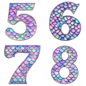 Mermaid Alphabet Clip Art: Scales Letters & Numbers (digital Download ...