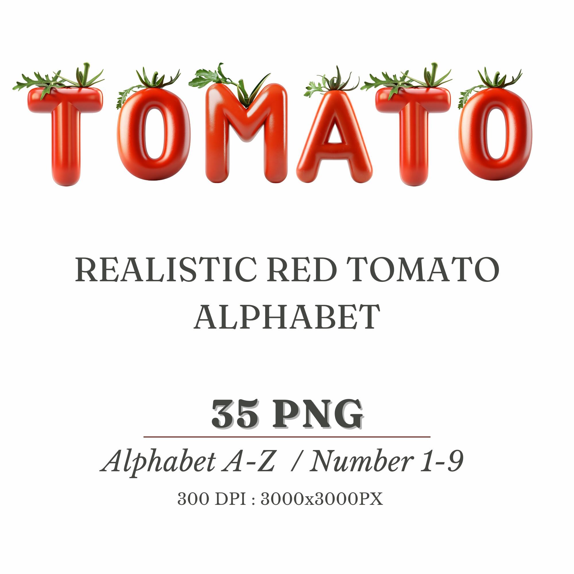 Realistic Red Tomato Alphabet Letters & Numbers PNG | 3D Tomato Font A ...