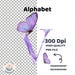 Purple Butterfly Alphabet Clipart: Watercolor Letters & Numbers ...