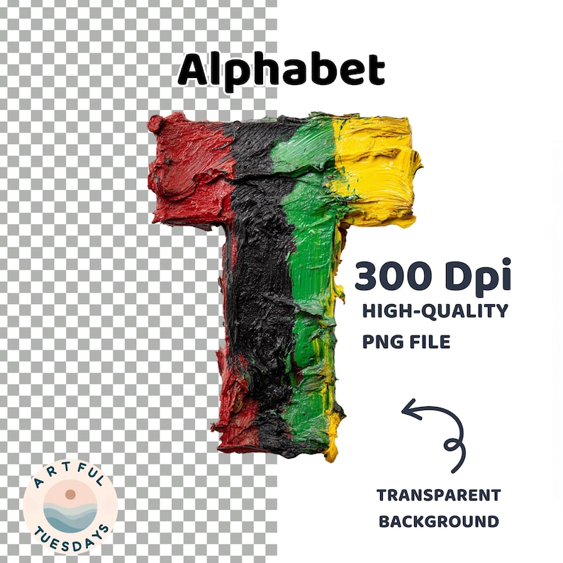 Black History Month Alphabet PNG, Pan-african Impasto Oil Paint Letters ...