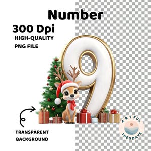 Christmas Reindeer Alphabet Clipart: A-Z Letters, 0-9 Numbers (PNG ...