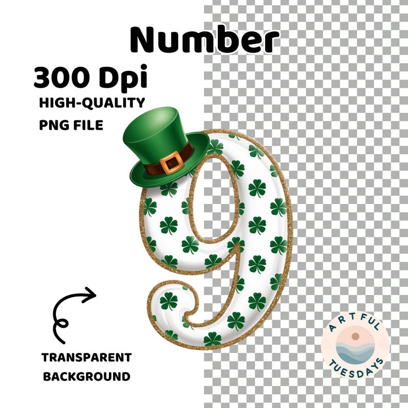 St. Patrick's Day Alphabet Clipart A-Z, Numbers 1-9, 300 DPI PNG ...