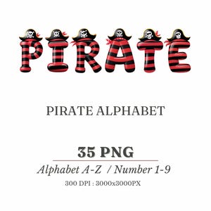 Pirate Alphabet Clip Art: 3D Cartoon Letters & Numbers (PNG Digital ...