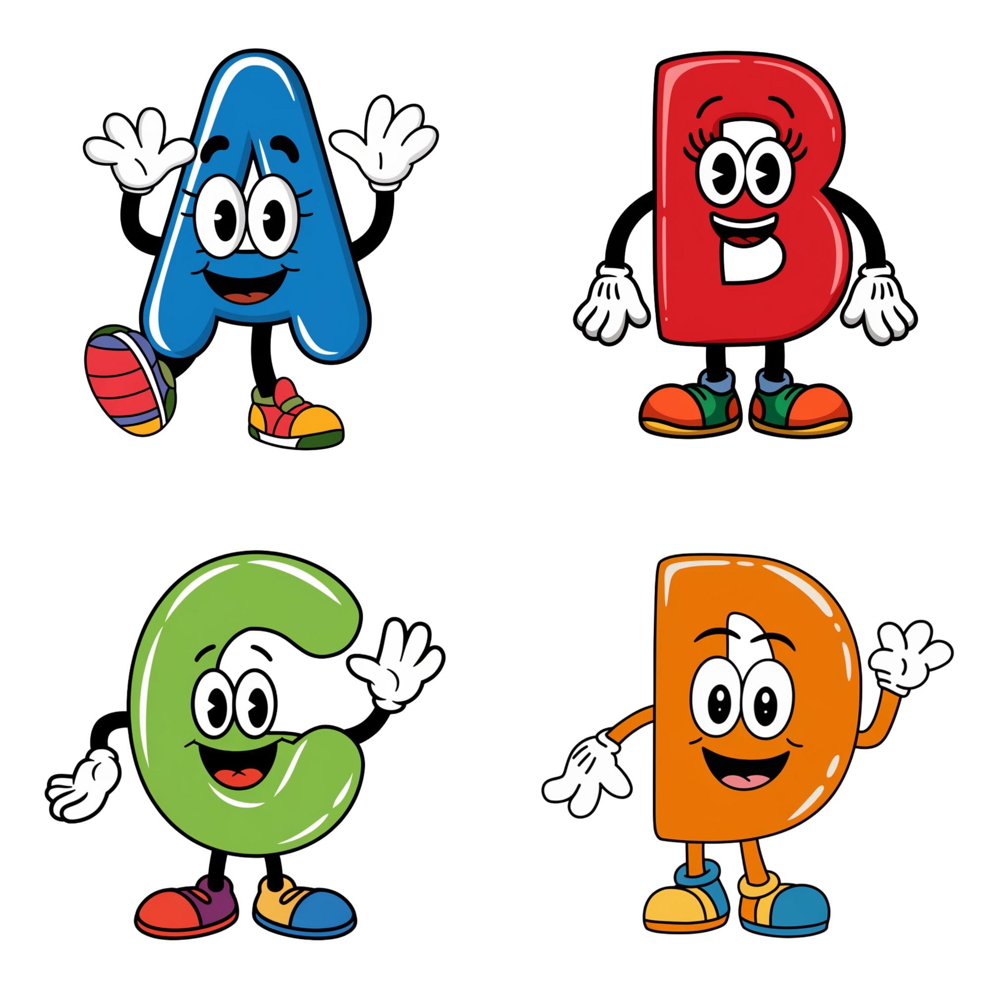 Cartoon Alphabet Clipart A-Z & 1-9 PNG, Fun Letter Characters, Kids ...