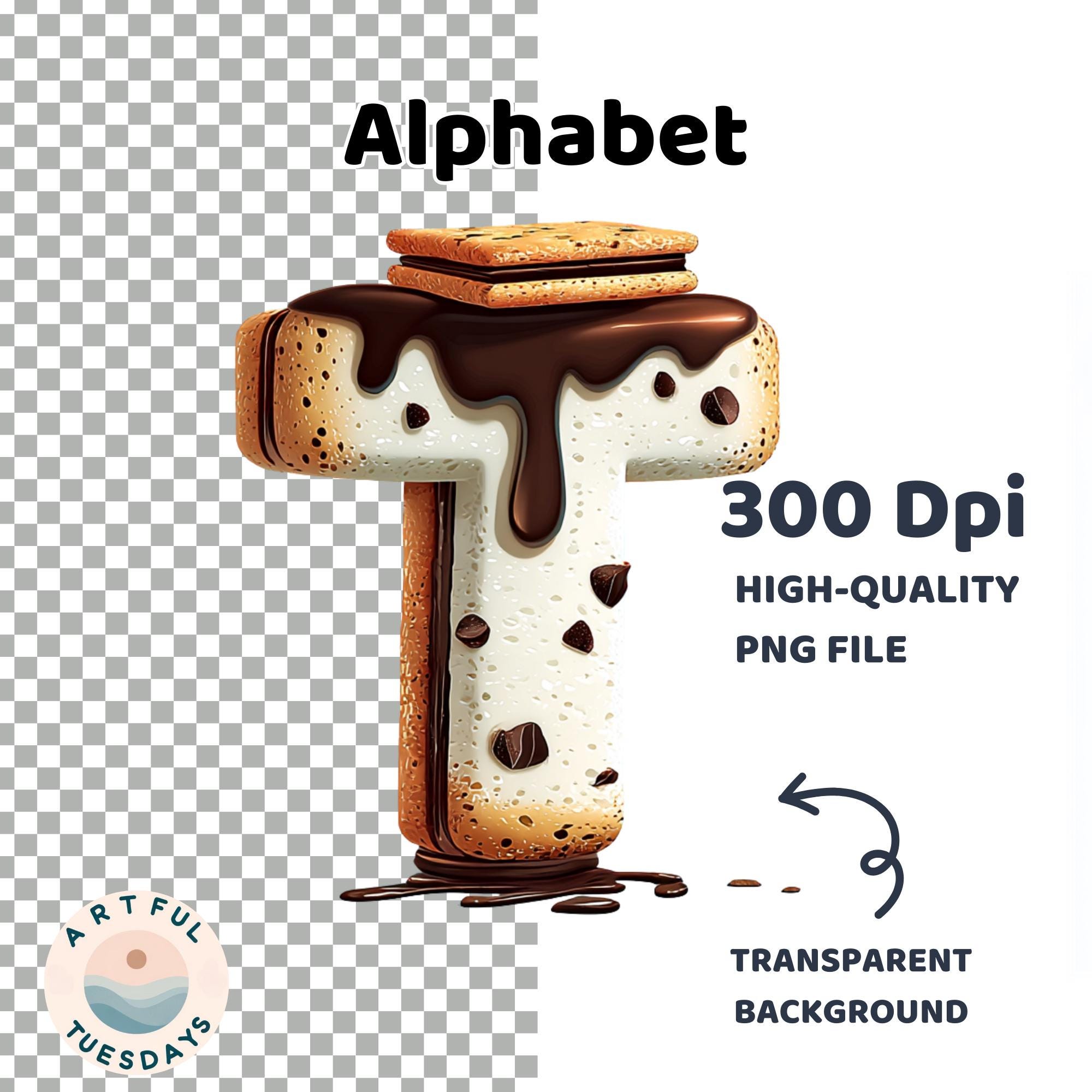 S'mores Alphabet Clipart: Chocolate Marshmallow Font (PNG Digital ...
