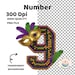 Mardi Gras Alphabet Clipart: Carnival Letters & Numbers (PNG Digital ...