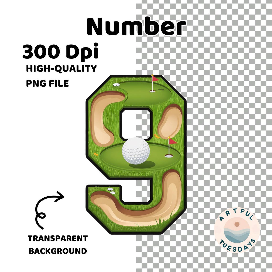 Golf Alphabet A-Z Numbers 1-9 Clip Art - 300 DPI PNG - Fun Golf Course ...