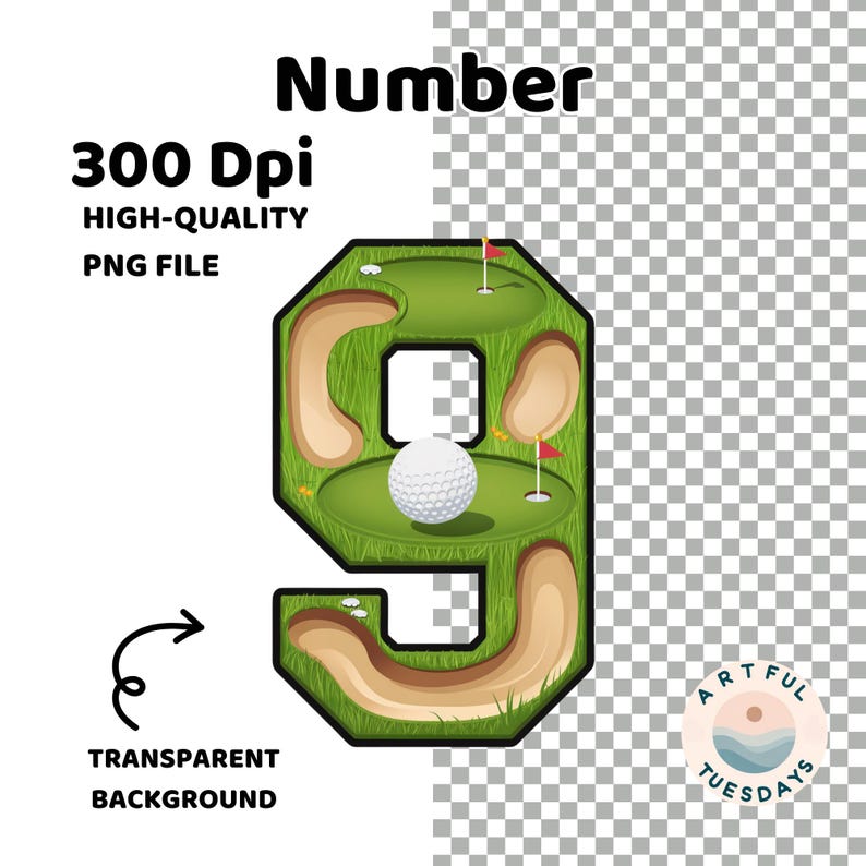 Golf Alphabet A-Z Numbers 1-9 Clip Art - 300 DPI PNG - Fun Golf Course ...
