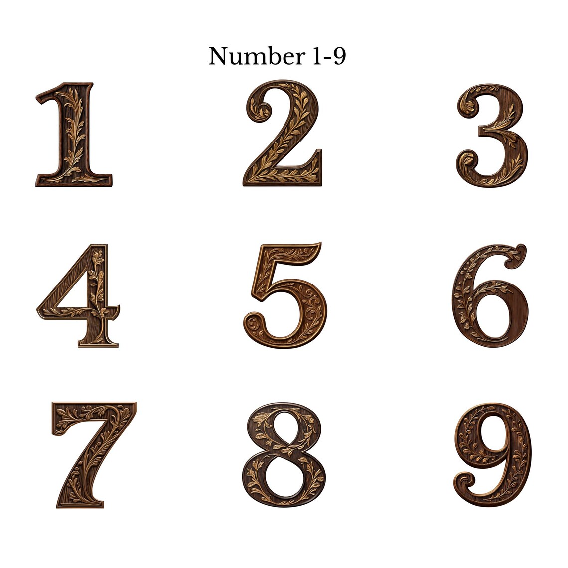 Wood Carved Alphabet Clipart: Elegant Letters & Numbers (PNG Digital ...