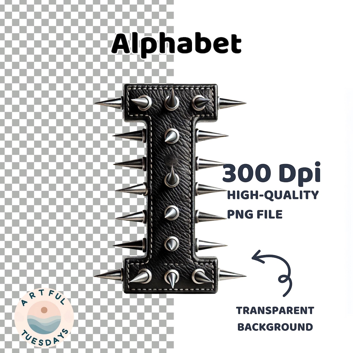 Punk Rock Alphabet Clipart A-Z, Numbers 1-9, 300 DPI PNG, Spiked ...