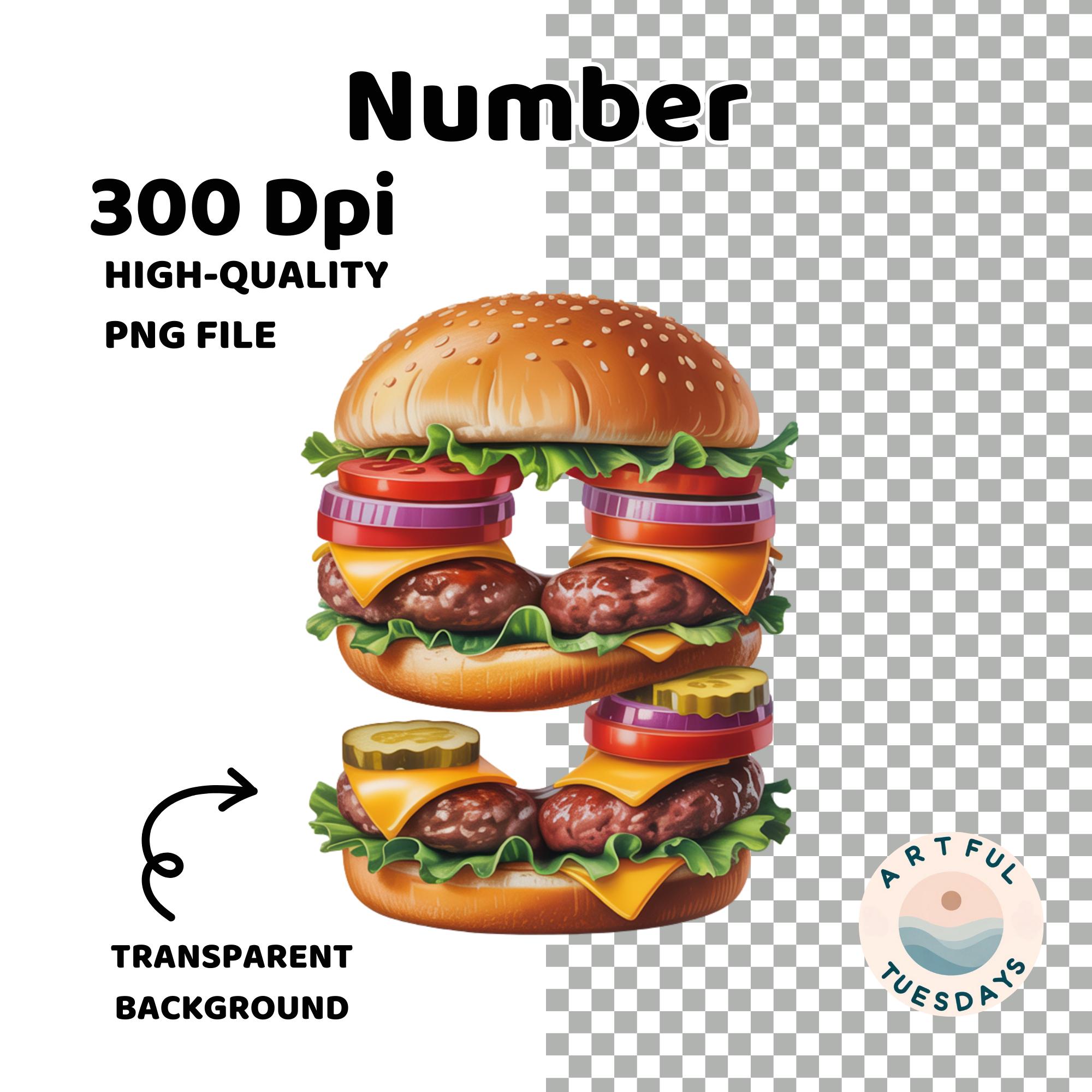 Burger Alphabet Clipart: Cheeseburger Letters & Numbers PNG (digital ...