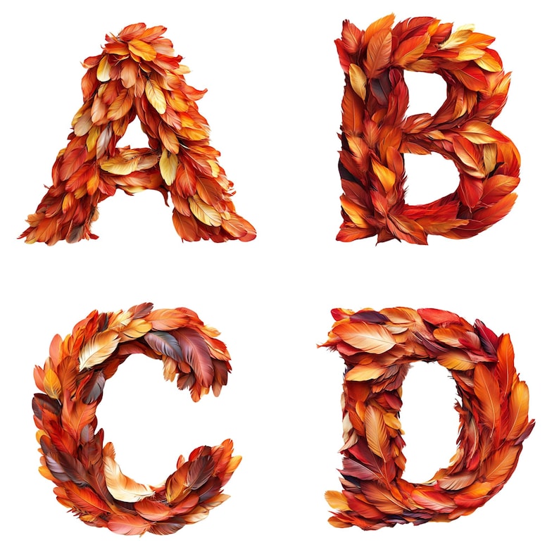 Turkey Feather Alphabet A-Z & Numbers 1-9 Clip Art, Colorful Feathers ...