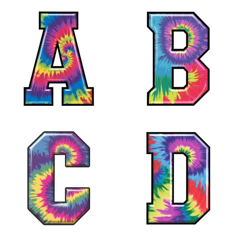 Colorful Tie Dye Alphabet A-Z & Numbers 1-9 Clipart, Summer Tie Dye ...