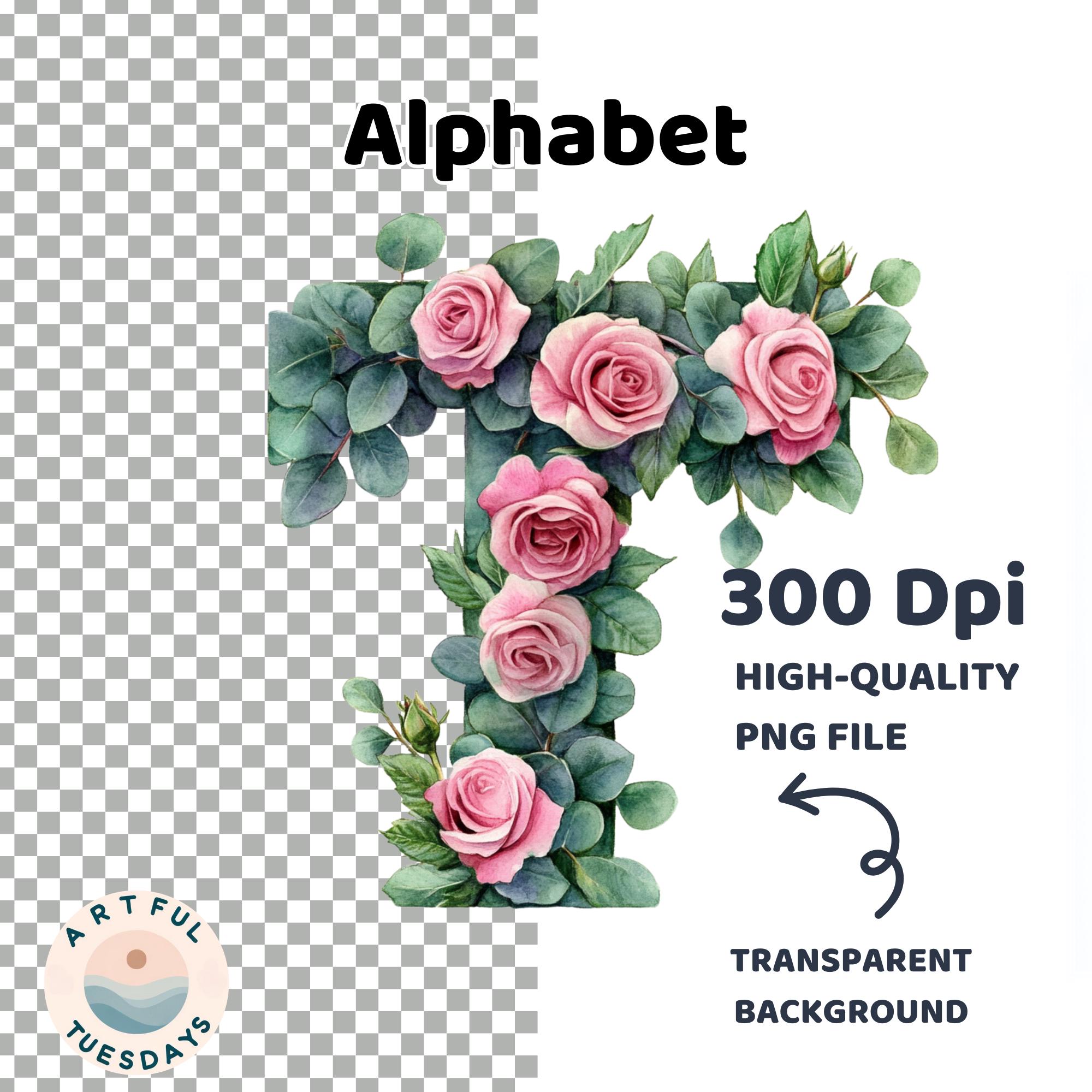 Floral Watercolor Alphabet A-Z Numbers 1-9 Clipart | 300 DPI PNG | Rose ...