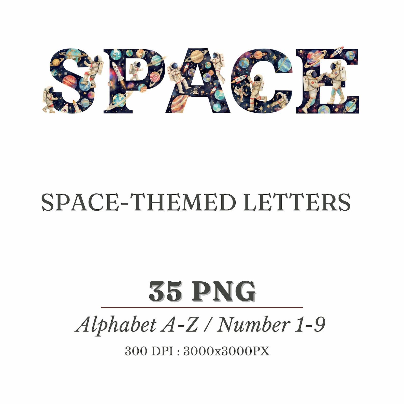 Space Alphabet Clipart: Astronaut, Planets, Stars (digital Download) - Etsy