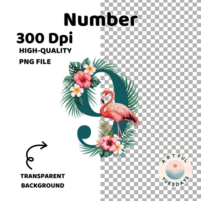 Tropical Flamingo Alphabet: Watercolor Letters & Numbers PNG (digital ...