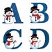Blue Glitter Alphabet Clipart A-Z , 0-9 Snowman Design Christmas Clip ...