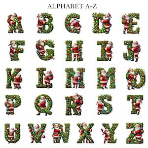 Christmas Alphabet Letters A-Z Numbers 0-9 Clipart | Santa Letters ...