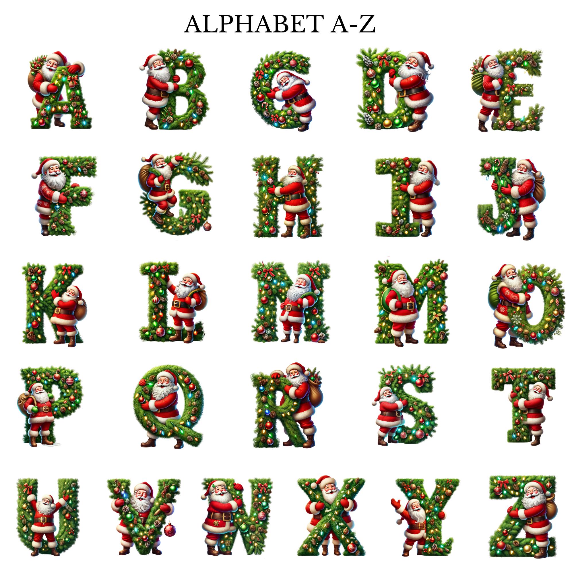 Christmas Alphabet Clipart: Santa Letters & Numbers (PNG Digital ...