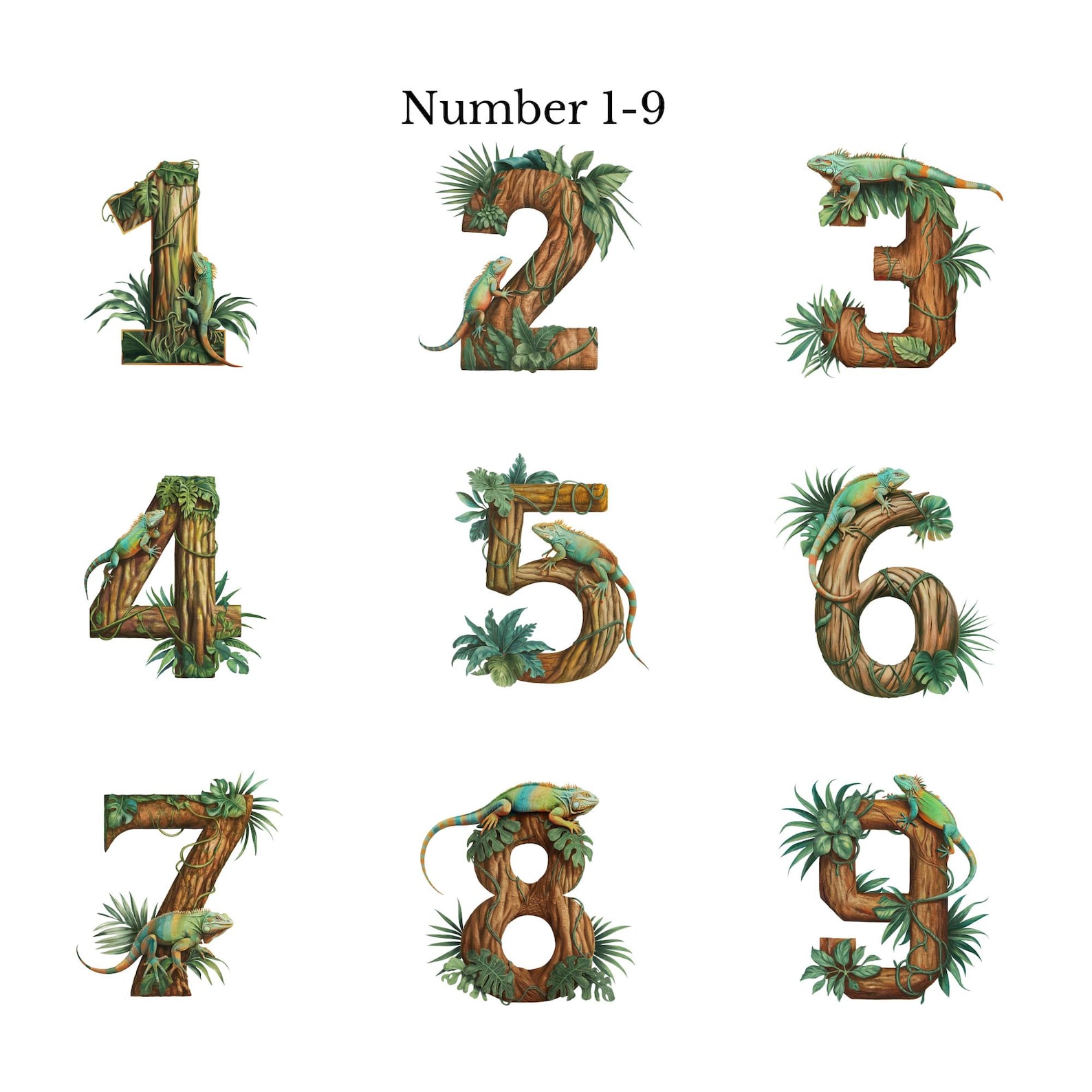 Tropical Jungle Alphabet Clip Art: Iguana Vine Letters (digital ...