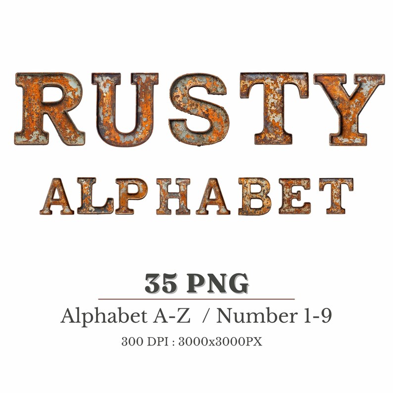 Rusty Metal Alphabet Clipart | Steampunk Font PNG | Metal Letters A-Z ...