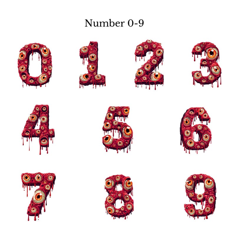 Creepy Eyeball Alphabet Clipart: Horror Font, Monster Letters (PNG ...