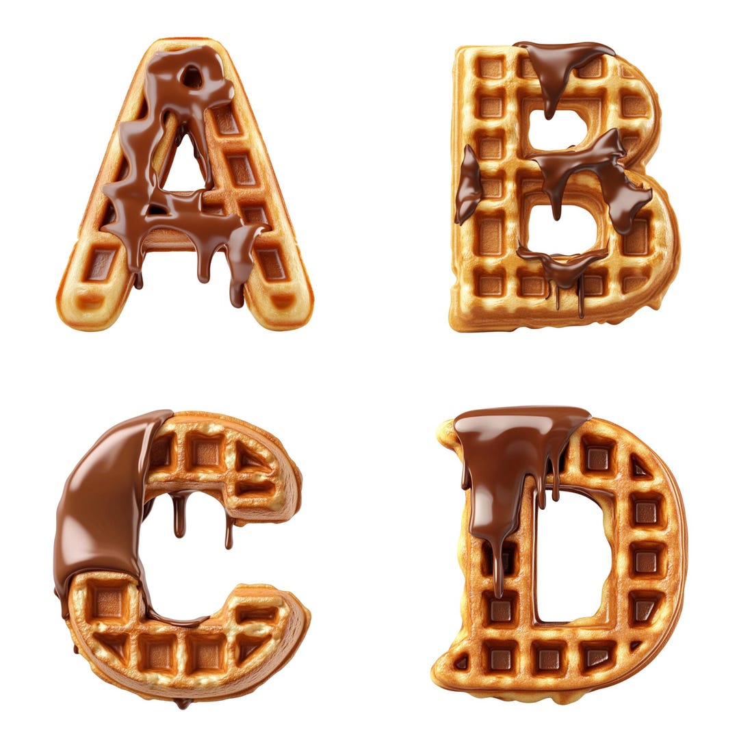 Chocolate Waffle Alphabet A-Z & Numbers 1-9 PNG, Sweet Dessert Letters ...