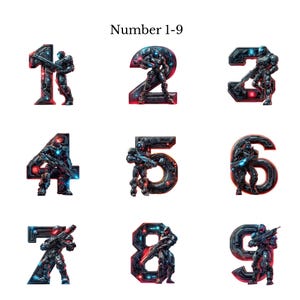 Futuristic Robot Alphabet Clipart: Tech-inspired Letters, Numbers ...