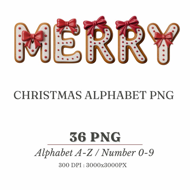 Gingerbread Cookie Alphabet PNG, Christmas Font Clipart (digital ...