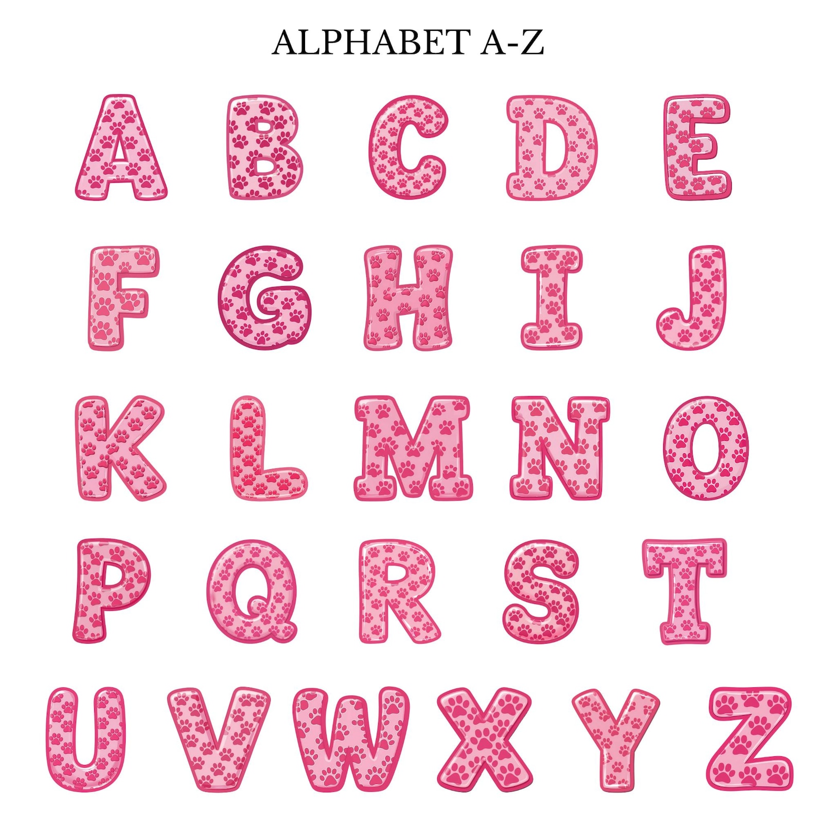 Pink Paw Print Alphabet & Numbers Clip Art (digital Download) - Etsy